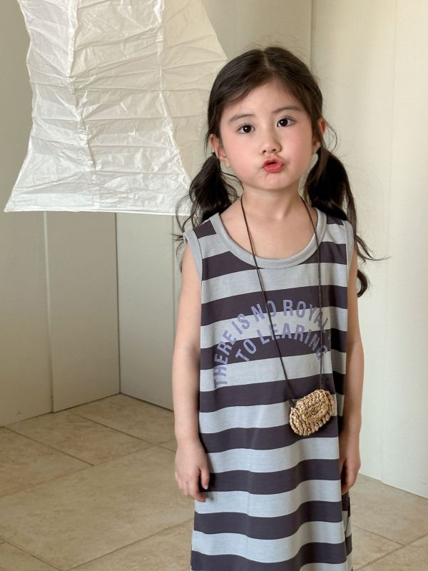 男女童字母條紋背心套裝/連身裙 - GRL_Wang 童裝