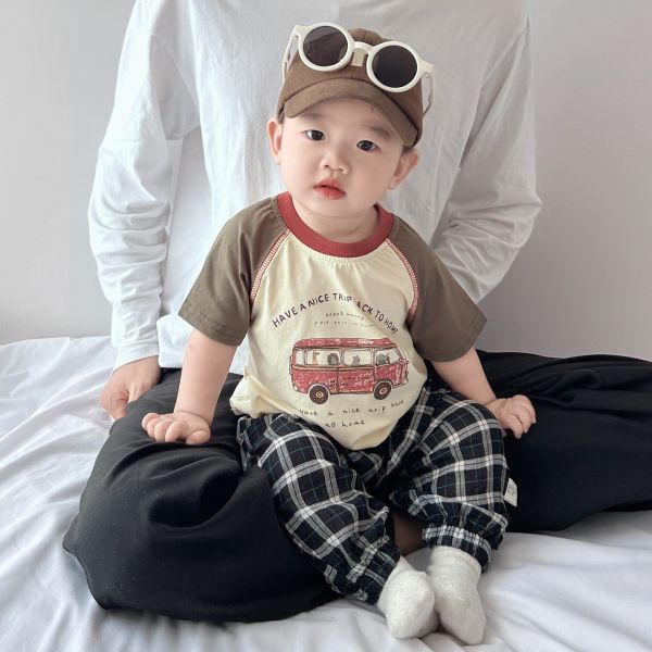 拼袖巴士上衣/薄款透氣蘿蔔褲 - GRL_Wang 童裝