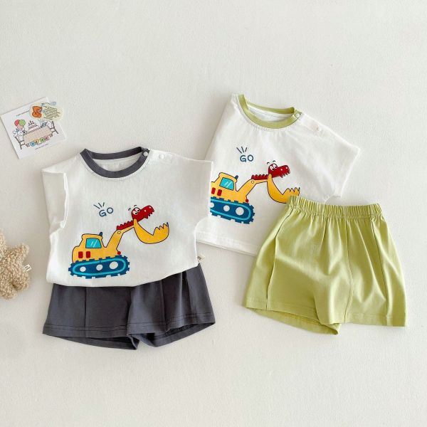 Go!挖土機印花兩件式套裝 - GRL_Wang 童裝