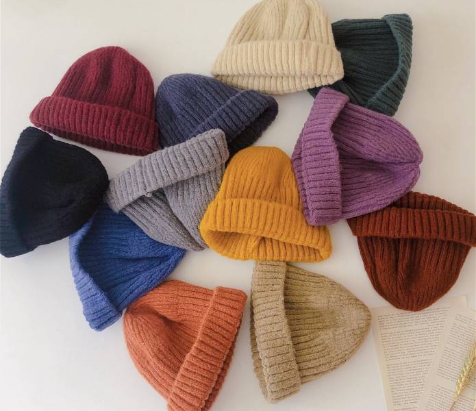 針織純色瓜皮毛帽 - GRL_Wang 童裝