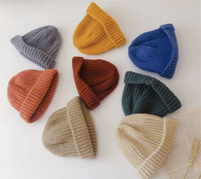 針織純色瓜皮毛帽 - GRL_Wang 童裝