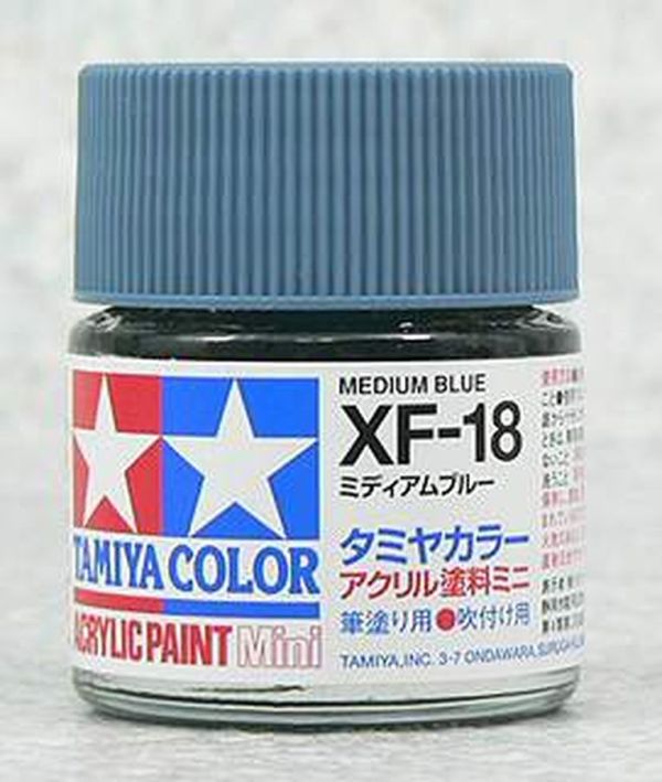 TAMIYA 田宮 水性 XF-18 消光 中藍 Medium Blue 10ml - 超作工具販店