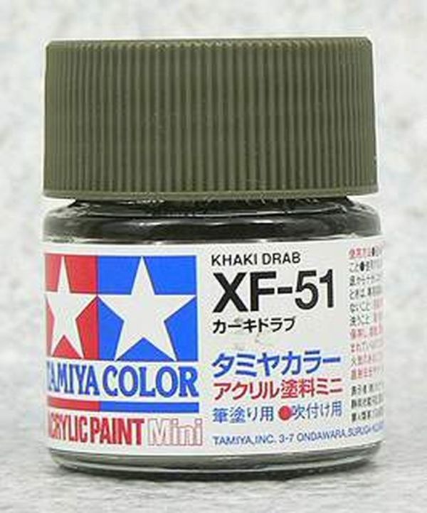 TAMIYA 田宮 水性 XF-51 消光 土黃褐色 Khaki Drab 10ml - 超作工具販店