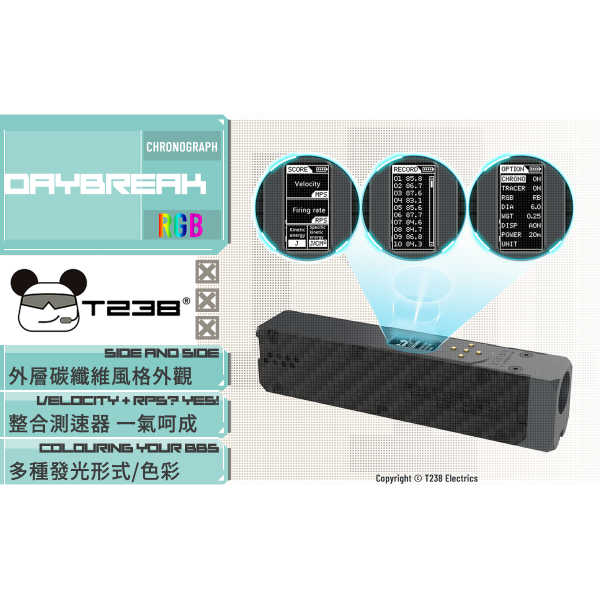YMS AIRSOFT - T238 "暗夜破壞者" 多功能 測速 RGB 噴火式 發光器