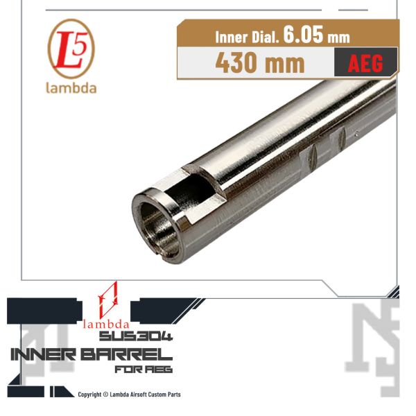 YMS AIRSOFT - Lambda µm Stainless Steel AEG 6.05 mm Inner Barrel (430 mm)