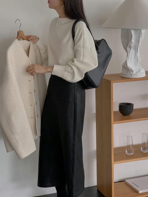 質感紋路船領針織衫 - POCCA STUDIO