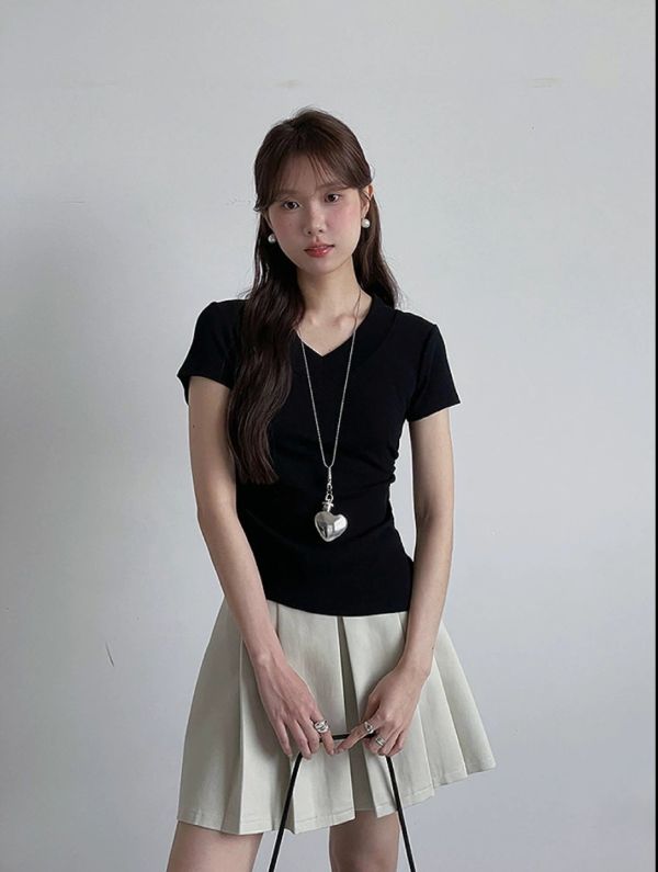 《Apxivi》天絲 附腰帶 挺版百折褲裙(杏) - Nini Korea 輕甜女裝選品店